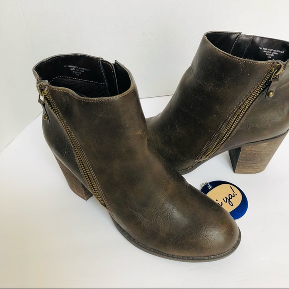 Diba | Shoes | Dibabrown Ankle Booties With Zipper Detail | Poshmark